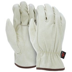 Bostwick Braun | MCR Safety 3411L Leather Drivers Work Gloves, Large, #9, Beige, Slip-On Cuff ...
