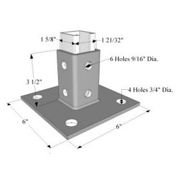 Bostwick Braun | R.F. Products PB-3033-SQ SS316 Post Base, For 1-5/8 in ...